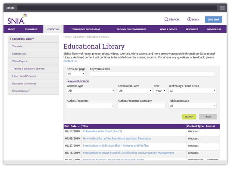 Project Spotlight: SNIA Educational Library and Dictionary - A+R Media ...