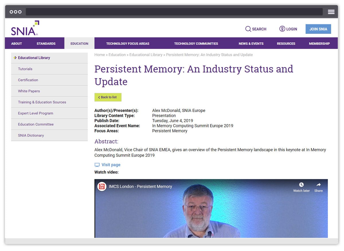 Project Spotlight: SNIA Educational Library and Dictionary - A+R Media ...